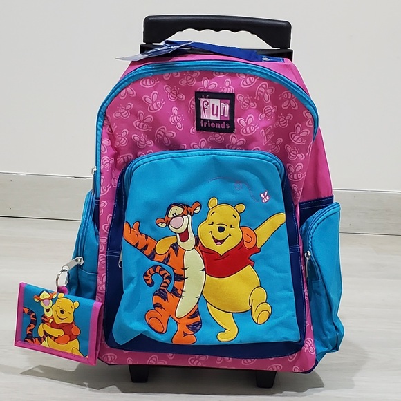 Disney | Accessories | Disney Pooh Tigger Kids Roller Backpack Rolling ...